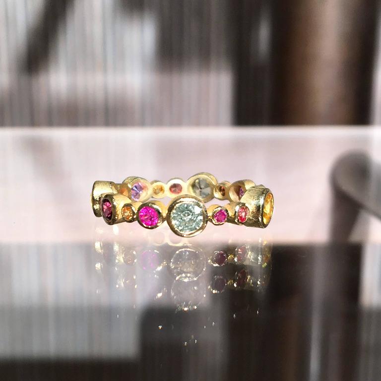 Barbara Heinrich Vibrant Multi-Color Sapphire Matte Gold Random Bubble ...