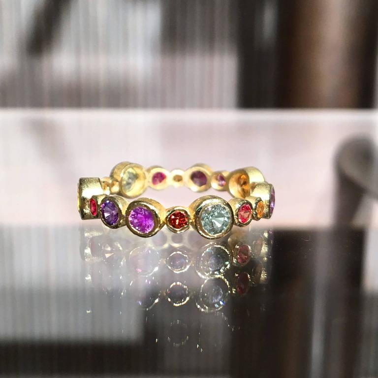 Barbara Heinrich Vibrant Multi-Color Sapphire Matte Gold Random Bubble ...