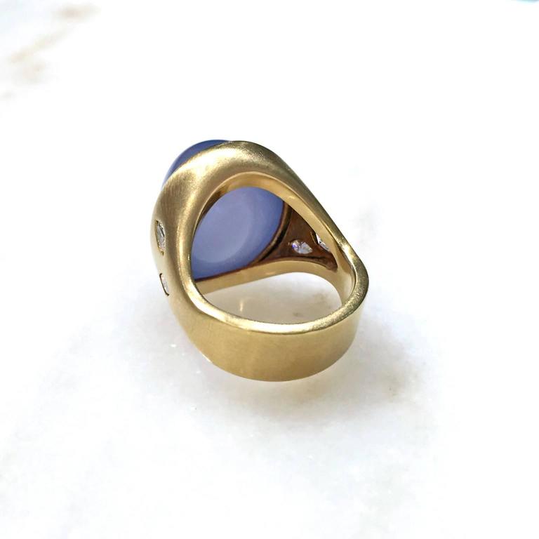 Susan Sadler Chalcedony Marquise Diamond Matte Gold Dome One of a Kind ...