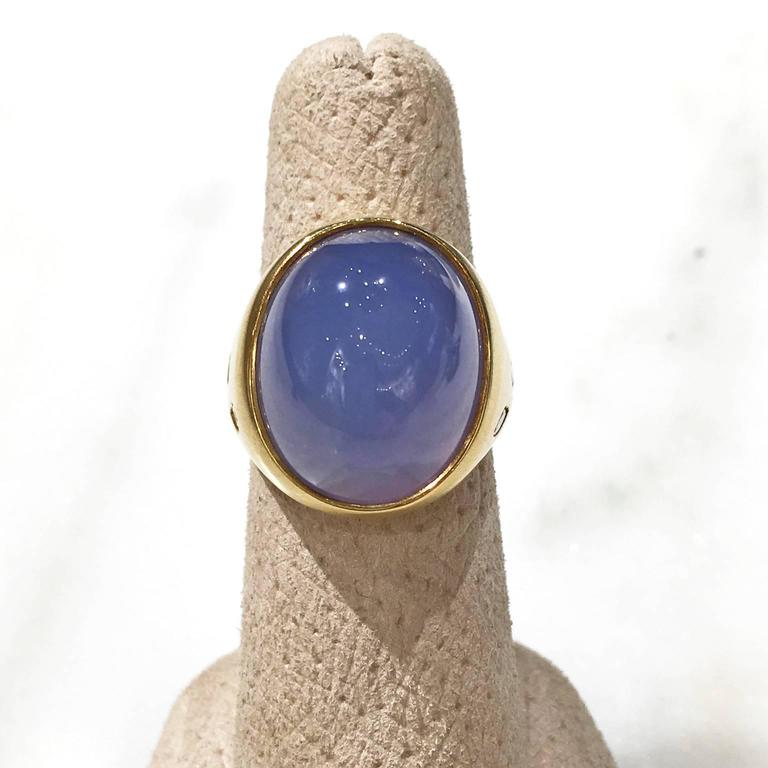 Susan Sadler Chalcedony Marquise Diamond Matte Gold Dome One of a Kind ...