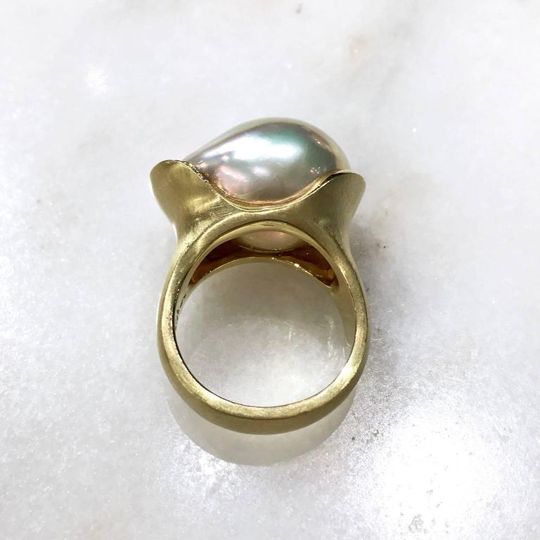 Susan Sadler One of a Kind Freshwater Pearl White Diamond Curve Gold ...