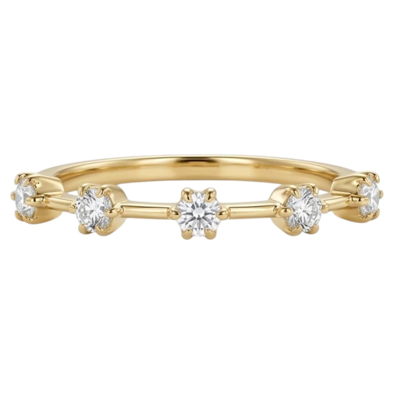 0.25ct Round-Cut Diamond Wedding Ring in 18K Yellow Gold Minimalism for ...