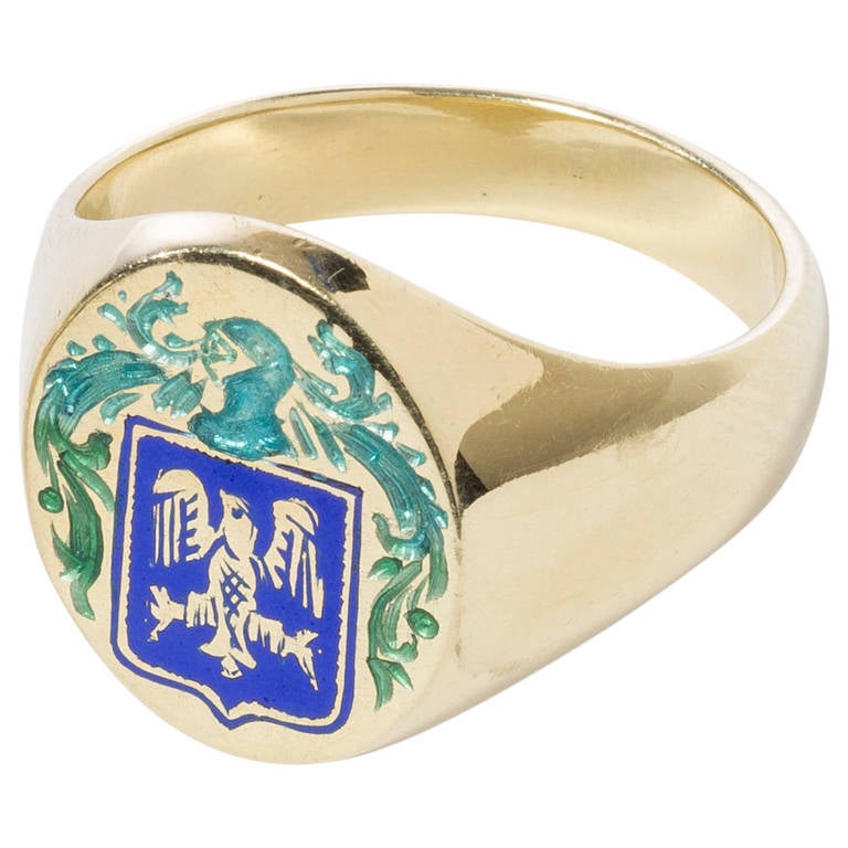 Heraldic Double Eagle Crest Gold Ring For Sale at 1stDibs | crest rings ...