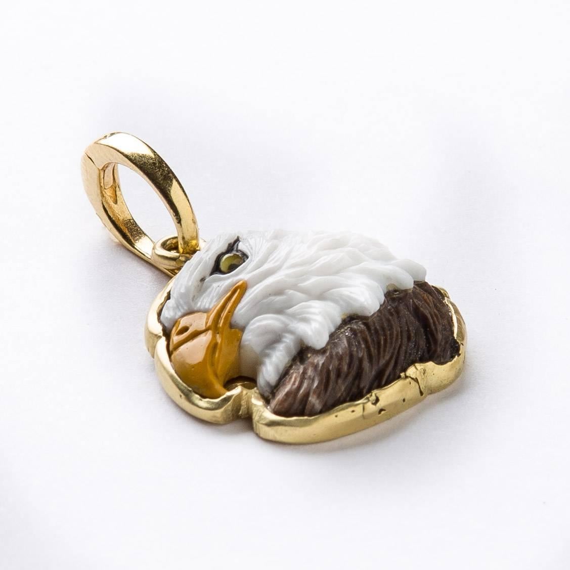 Hand Carved Bald Eagle Head Pendant For Sale at 1stDibs | bald eagle ...