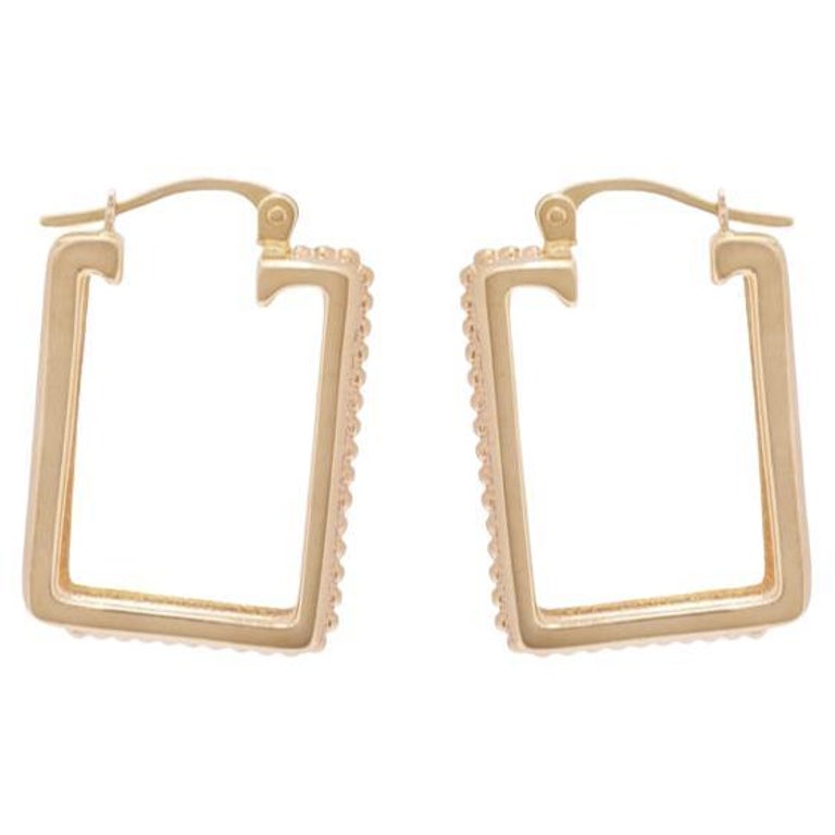 0.30 Carat Diamond Square Hoop Earrings in 14K Yellow Gold For Sale at ...
