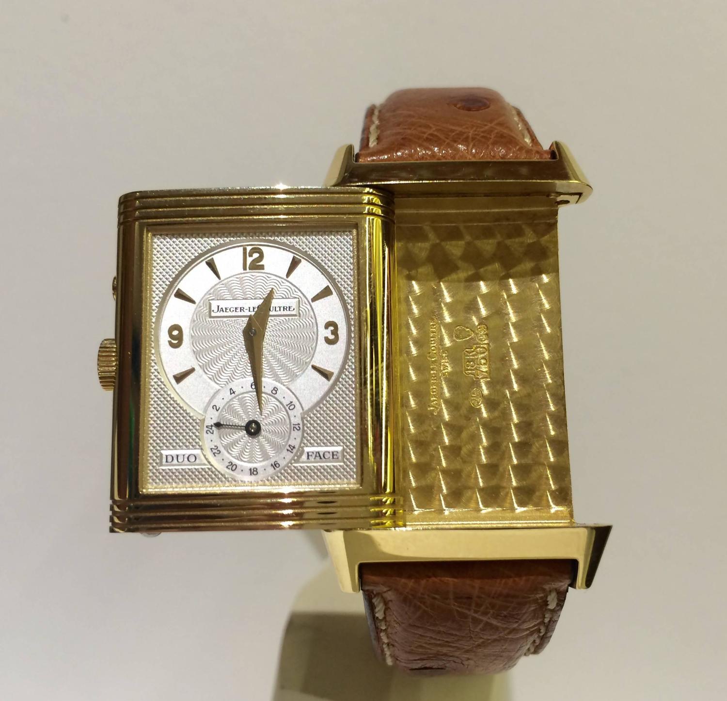Jaeger-LeCoultre Yellow Gold Reverso Duo Face Day Night Wristwatch Ref ...