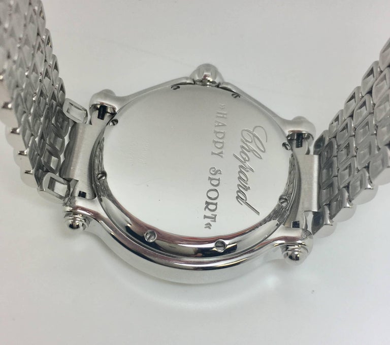 Chopard stainless steel Happy Sport Diamond Snowflake Quartz Wristwatch ...
