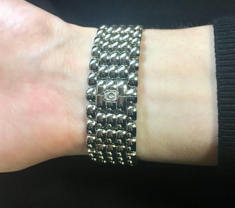 Chopard stainless steel Happy Sport Diamond Snowflake Quartz Wristwatch ...