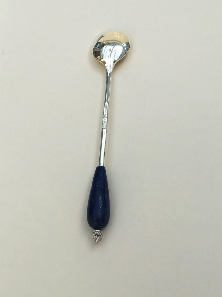 Six English Silver Plated Tea Spoon Set with Lapis Lazuli by Marina J ...