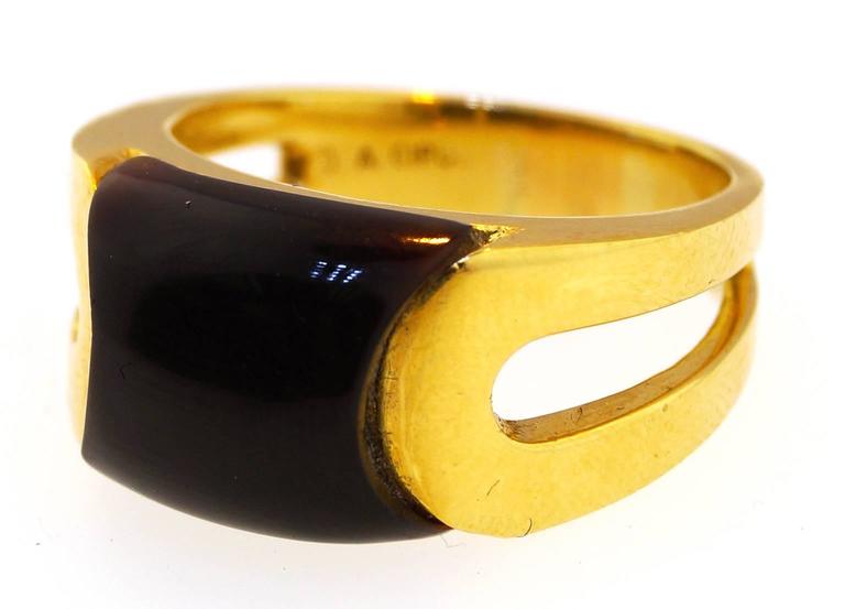 Cartier A. Cipullo Onyx Gold Band Ring at 1stDibs