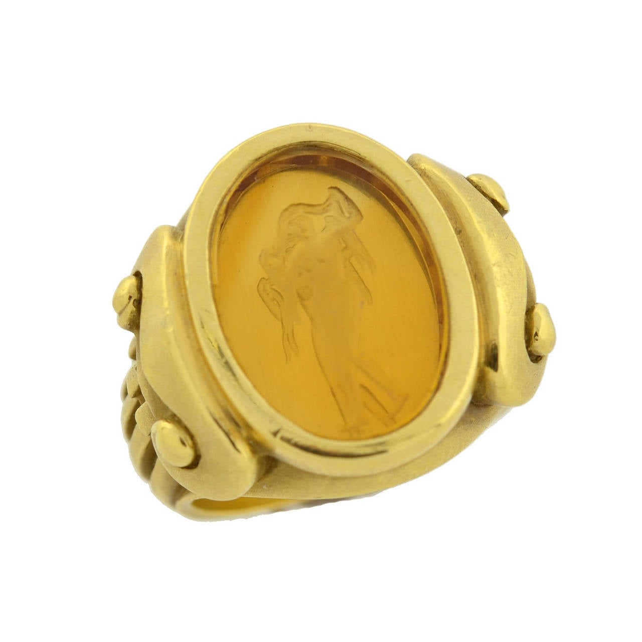 Barry Kieselstein-Cord Citrine Gold Intaglio Ring at 1stDibs