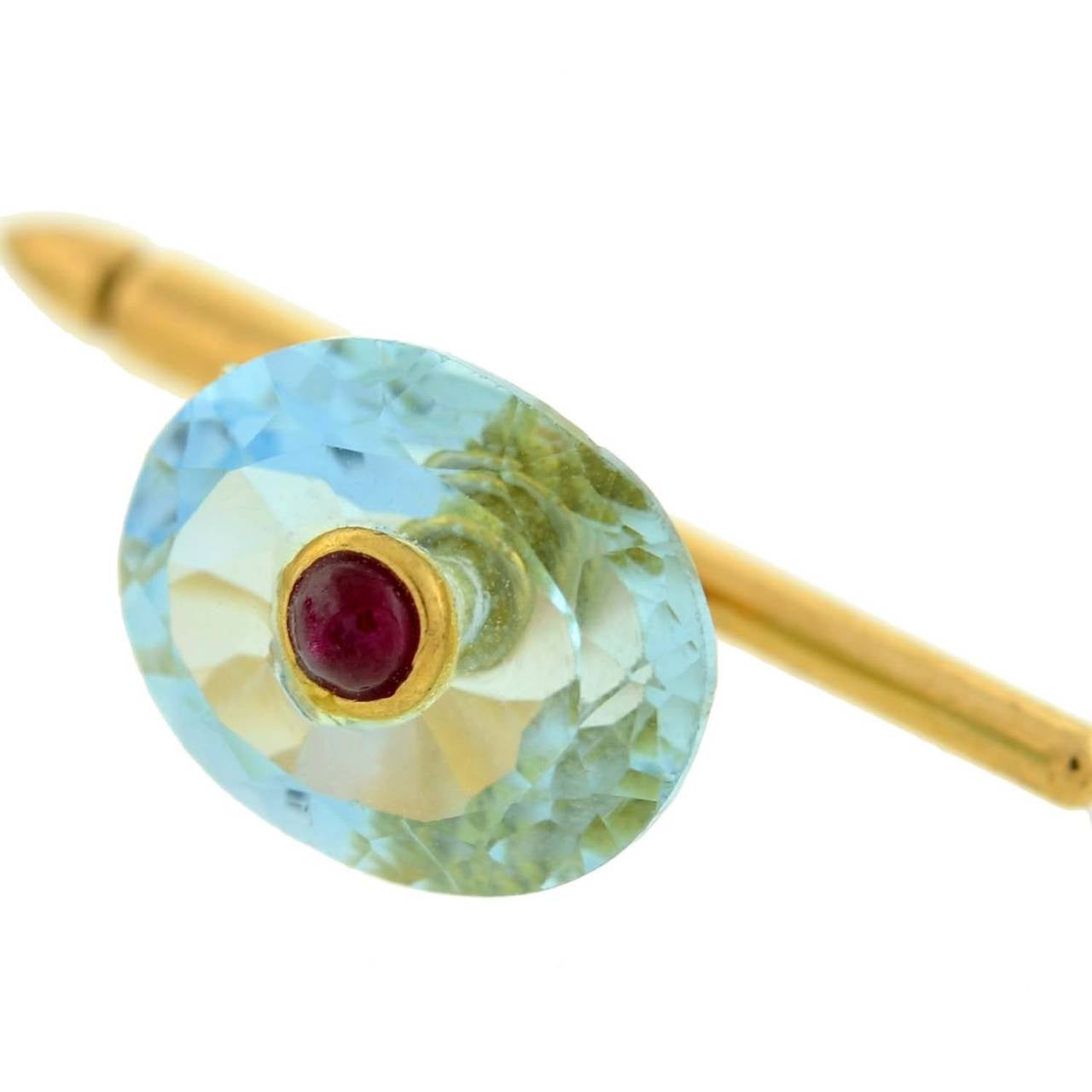 Retro Blue Topaz Ruby Five Piece Cufflink and Stud Set at 1stDibs ...