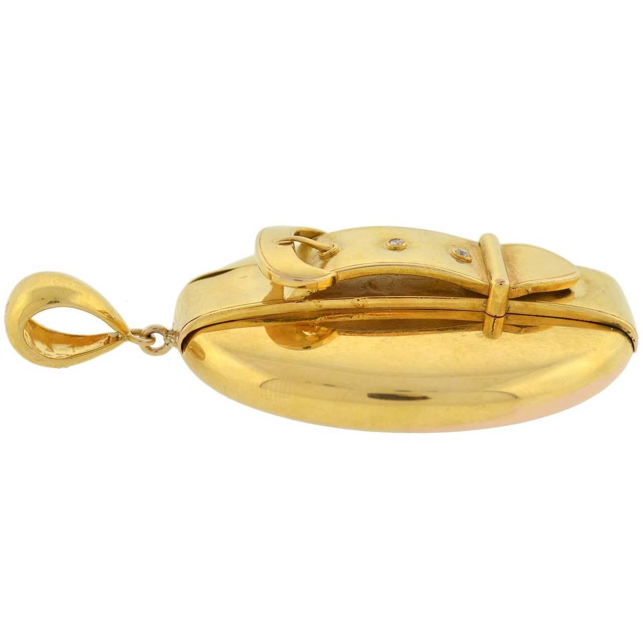 Victorian Large Diamond Gold Buckle Locket at 1stDibs