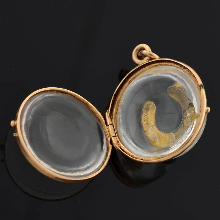 Victorian Rock Crystal Persian Turquoise Horseshoe Locket at 1stDibs