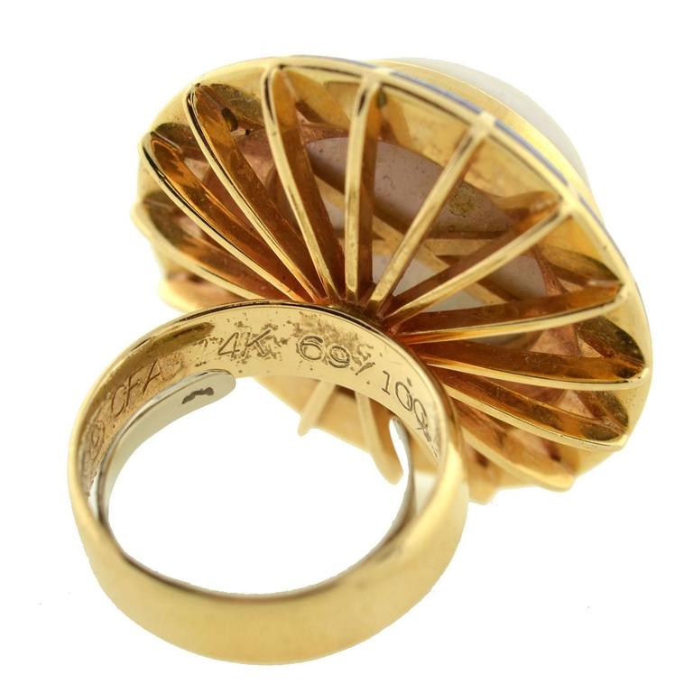 Erte Lapis Mabe Pearl Gold "Soleil Noir" Domed Ring at 1stDibs