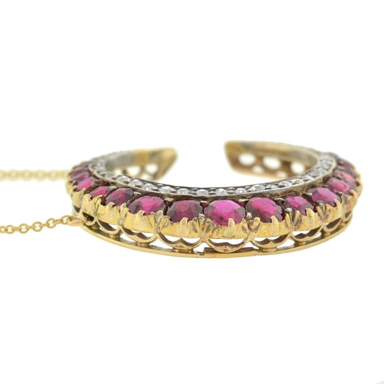 Victorian Ruby Diamond Silver Gold Crescent Moon Necklace at 1stDibs ...