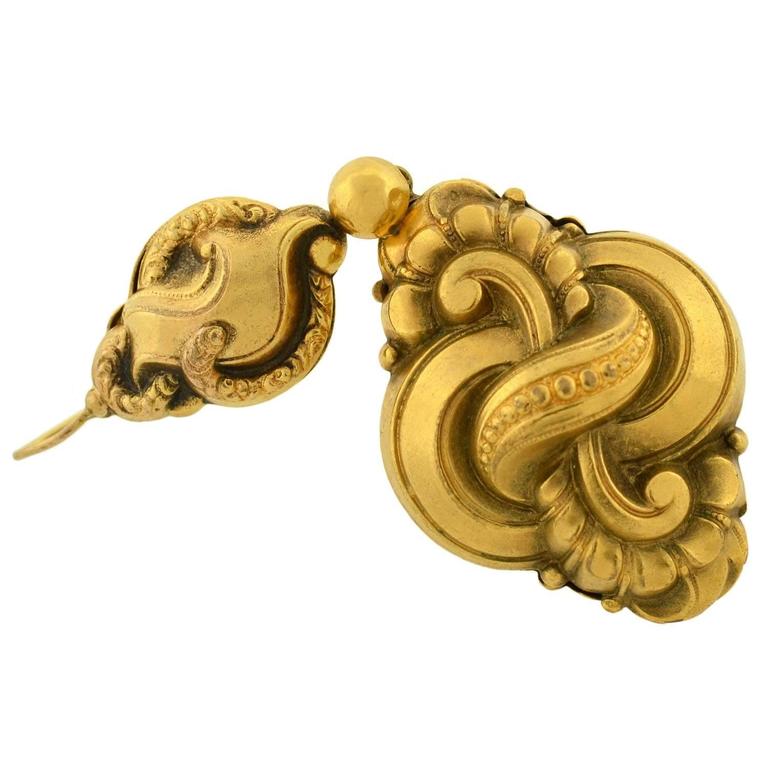 Victorian Dramatic Repousse Bulb Pinchbeck Earrings at 1stDibs