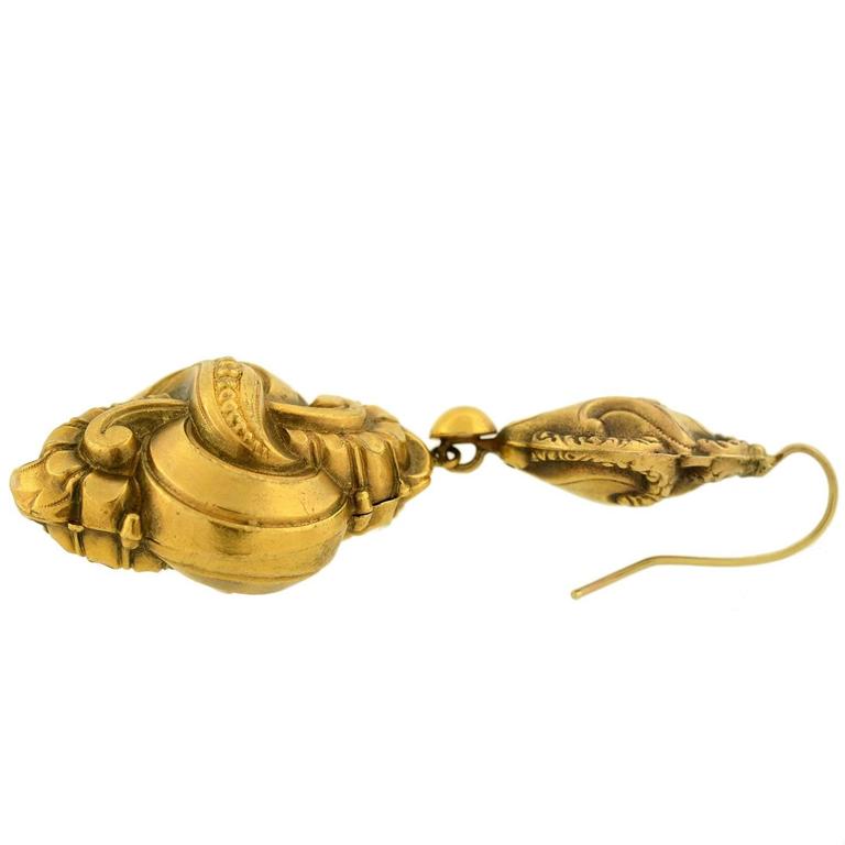 Victorian Dramatic Repousse Bulb Pinchbeck Earrings at 1stDibs