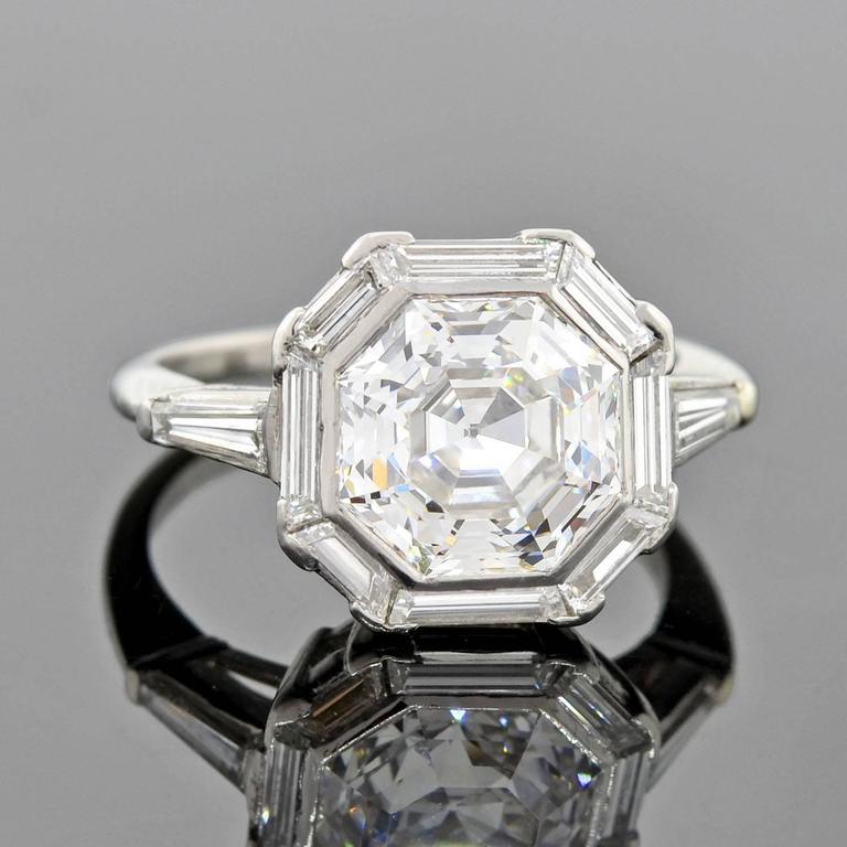 Art Deco 2.68 Carat GIA Cert Octagonal Step Cut Diamond Platinum ...