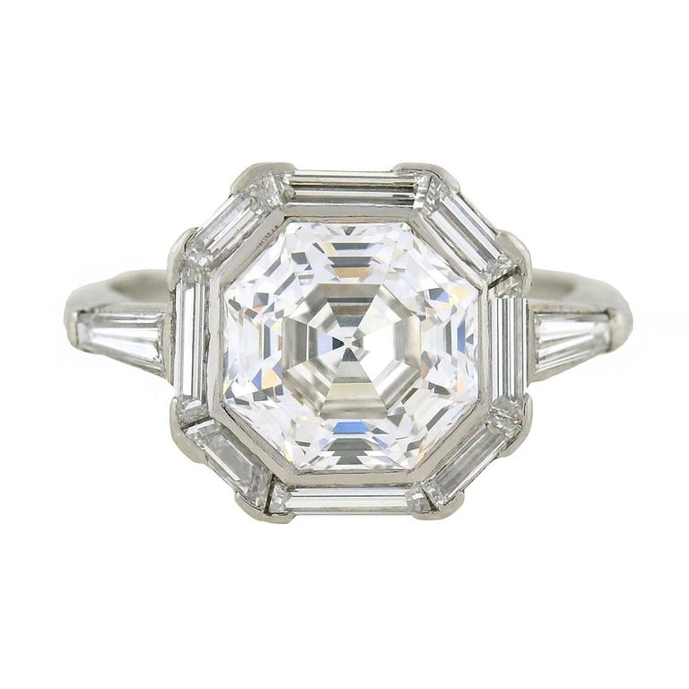 Art Deco 2.68 Carat GIA Cert Octagonal Step Cut Diamond Platinum ...