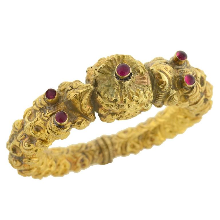 19th Century Indian Rare Repousse Mythological Bird Kada Bangle ...