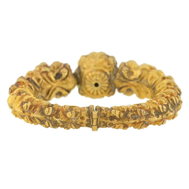19th Century Indian Rare Repousse Mythological Bird Kada Bangle ...