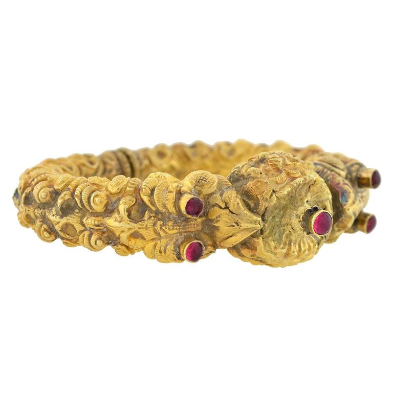 19th Century Indian Rare Repousse Mythological Bird Kada Bangle ...