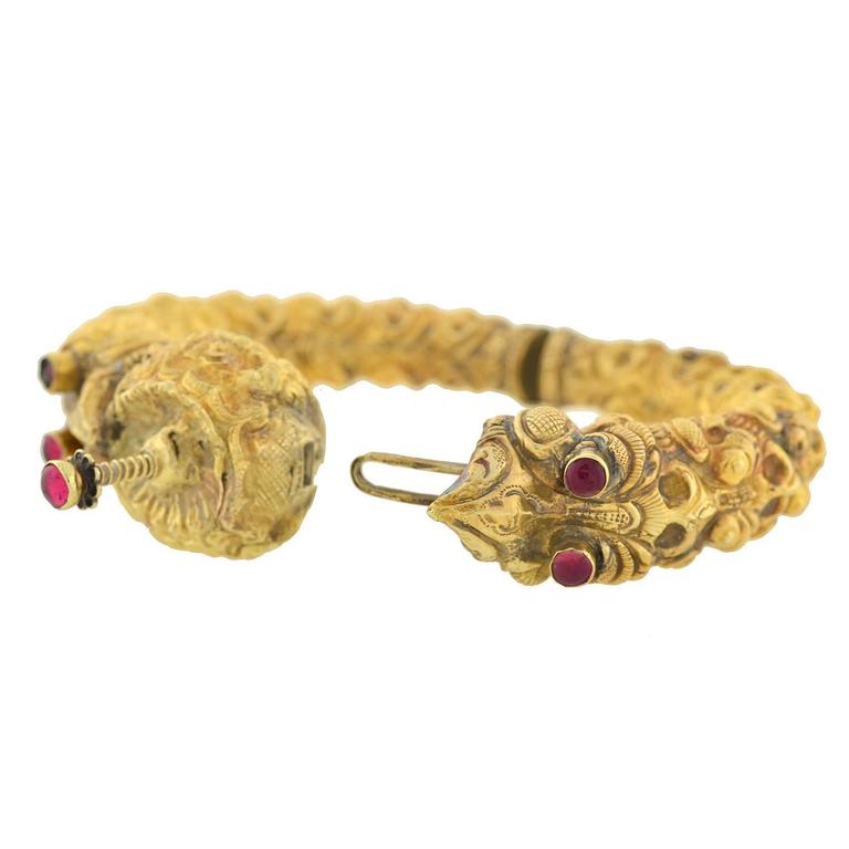 19th Century Indian Rare Repousse Mythological Bird Kada Bangle ...