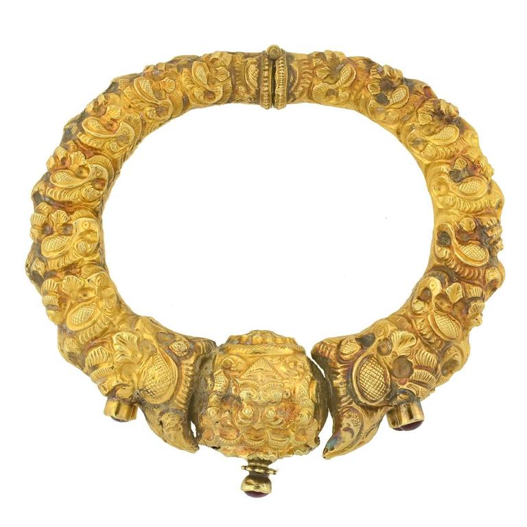 19th Century Indian Rare Repousse Mythological Bird Kada Bangle ...