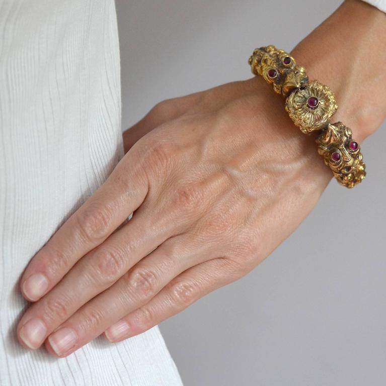 19th Century Indian Rare Repousse Mythological Bird Kada Bangle ...