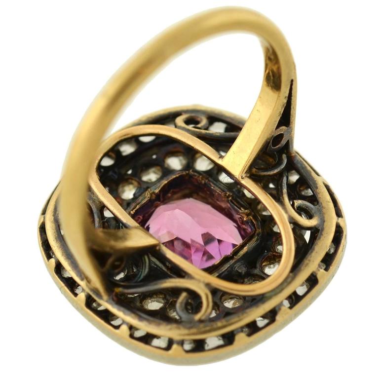 Natural Pink Spinel Rose Cut Diamond Ring at 1stDibs