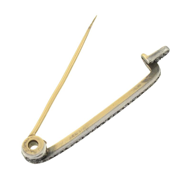 Early Victorian Mine Cut Diamond Safety Pin Brooch at 1stDibs