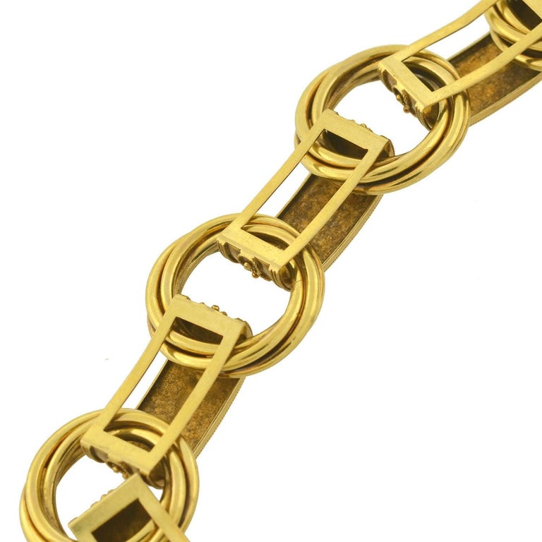 Victorian Unusual Etruscan Link Gold Book Chain Bracelet at 1stDibs