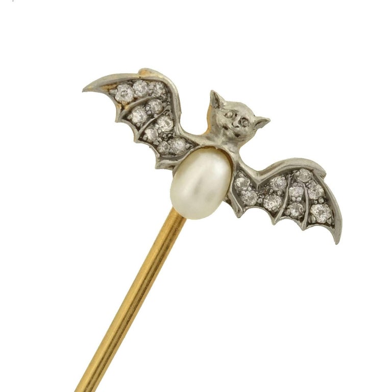 Edwardian Pearl Diamond Bat Stick Pin at 1stDibs | batstick, diamond ...