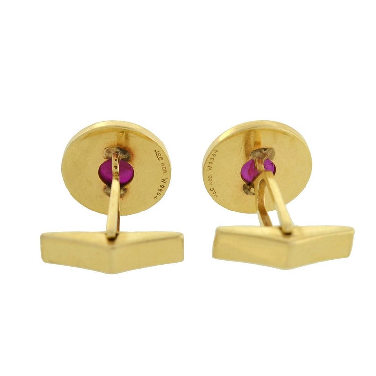 J.E. Caldwell Retro Burmese Ruby Cabochon Gold Cufflinks For Sale at ...