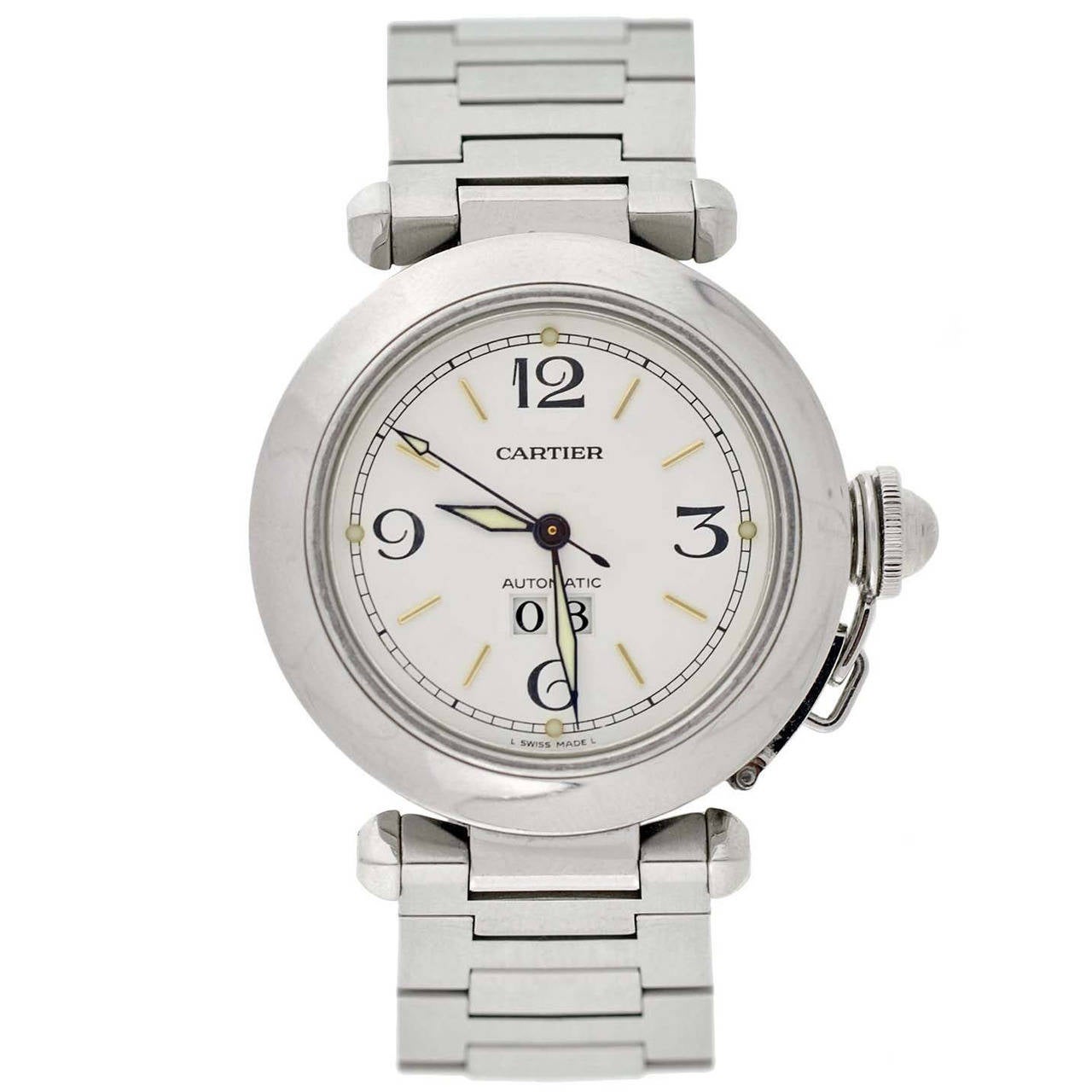 Cartier Stainless Steel Pasha Automatic Wristwatch at 1stDibs