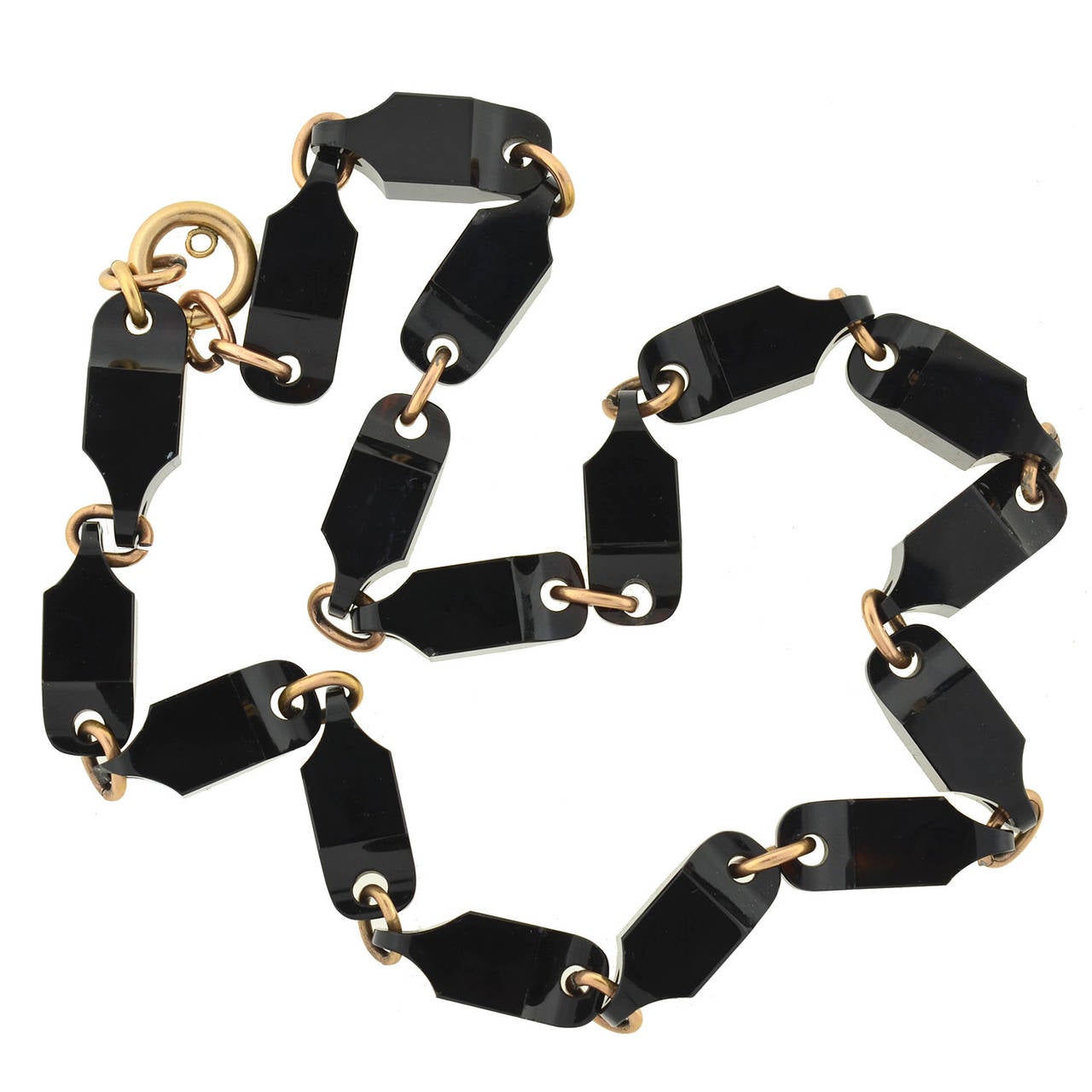 Victorian Carved Onyx Link Necklace at 1stDibs