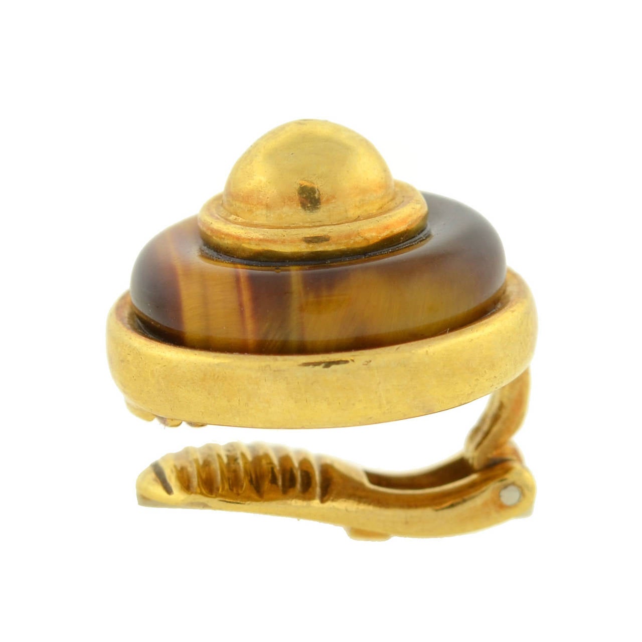 Tiffany and Co. Tiger's Eye Gold Clip On Earrings at 1stDibs