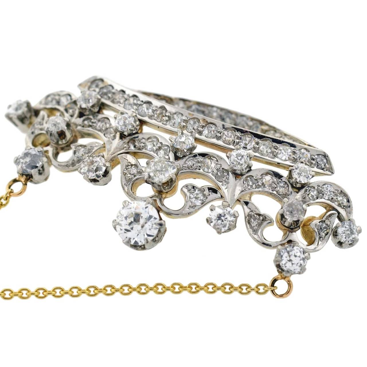 Edwardian Diamond Gold Platinum Crown Necklace at 1stDibs