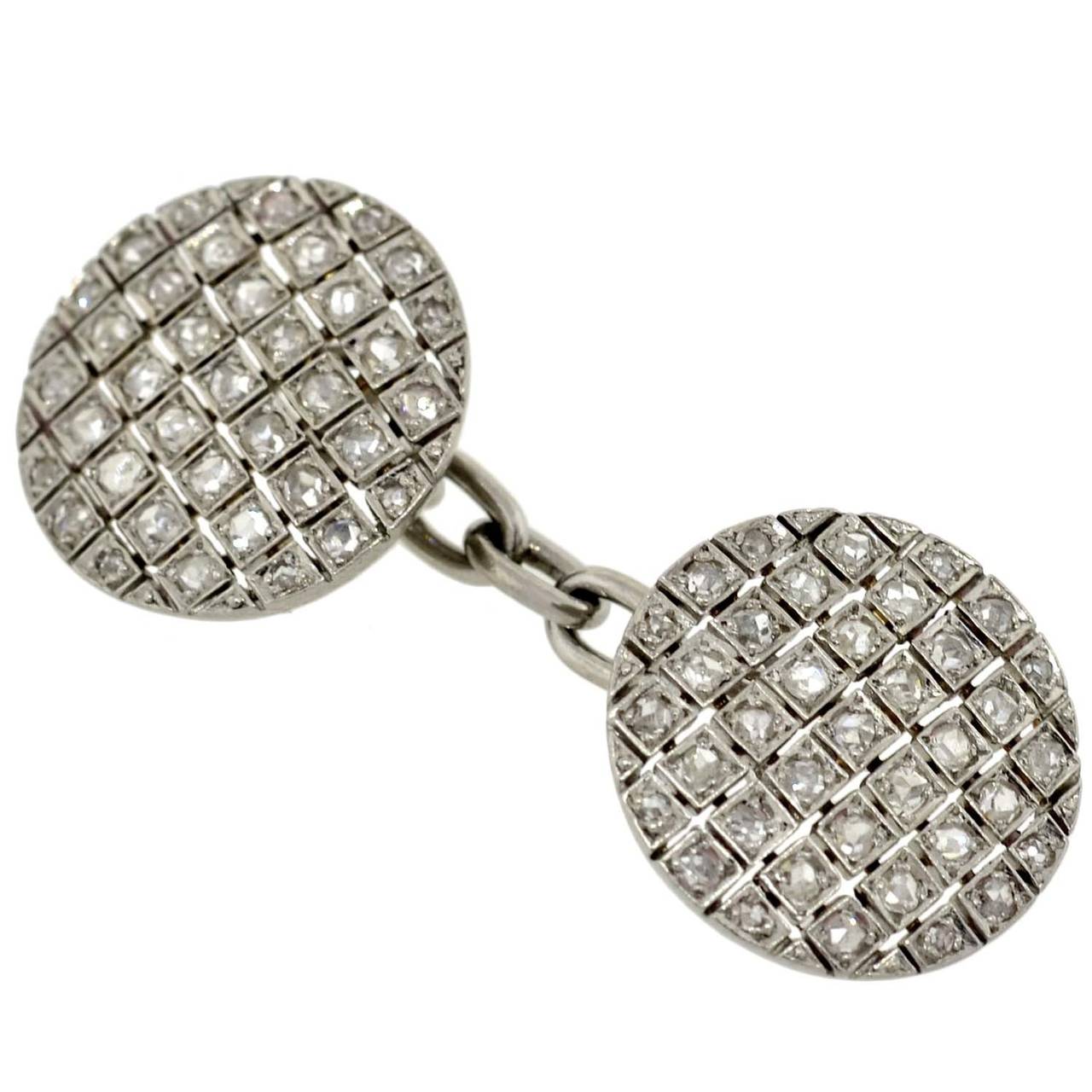 Edwardian Checkerboard Old Rose Cut Diamond Cufflinks For Sale at 1stDibs