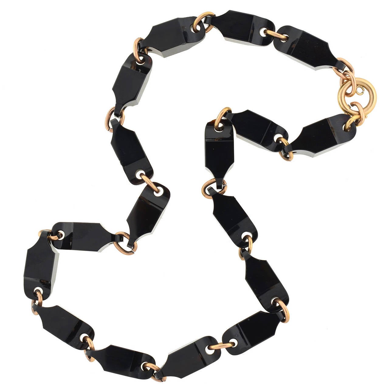 Victorian Carved Onyx Link Necklace at 1stDibs