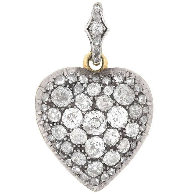 Early Victorian Diamond Sterling Gold Heart Locket at 1stDibs | diamond ...