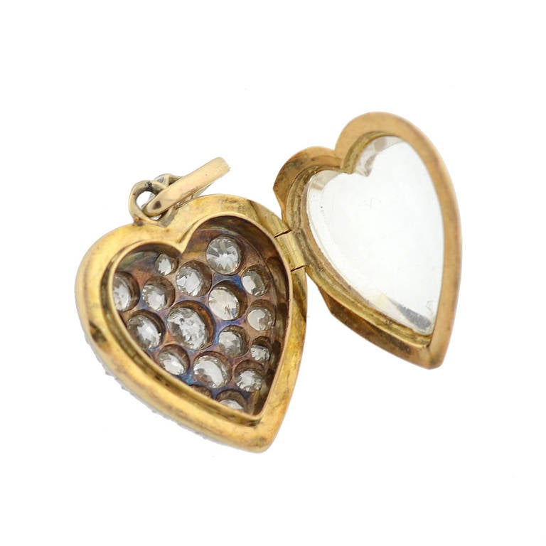 Early Victorian Diamond Sterling Gold Heart Locket at 1stDibs | diamond ...