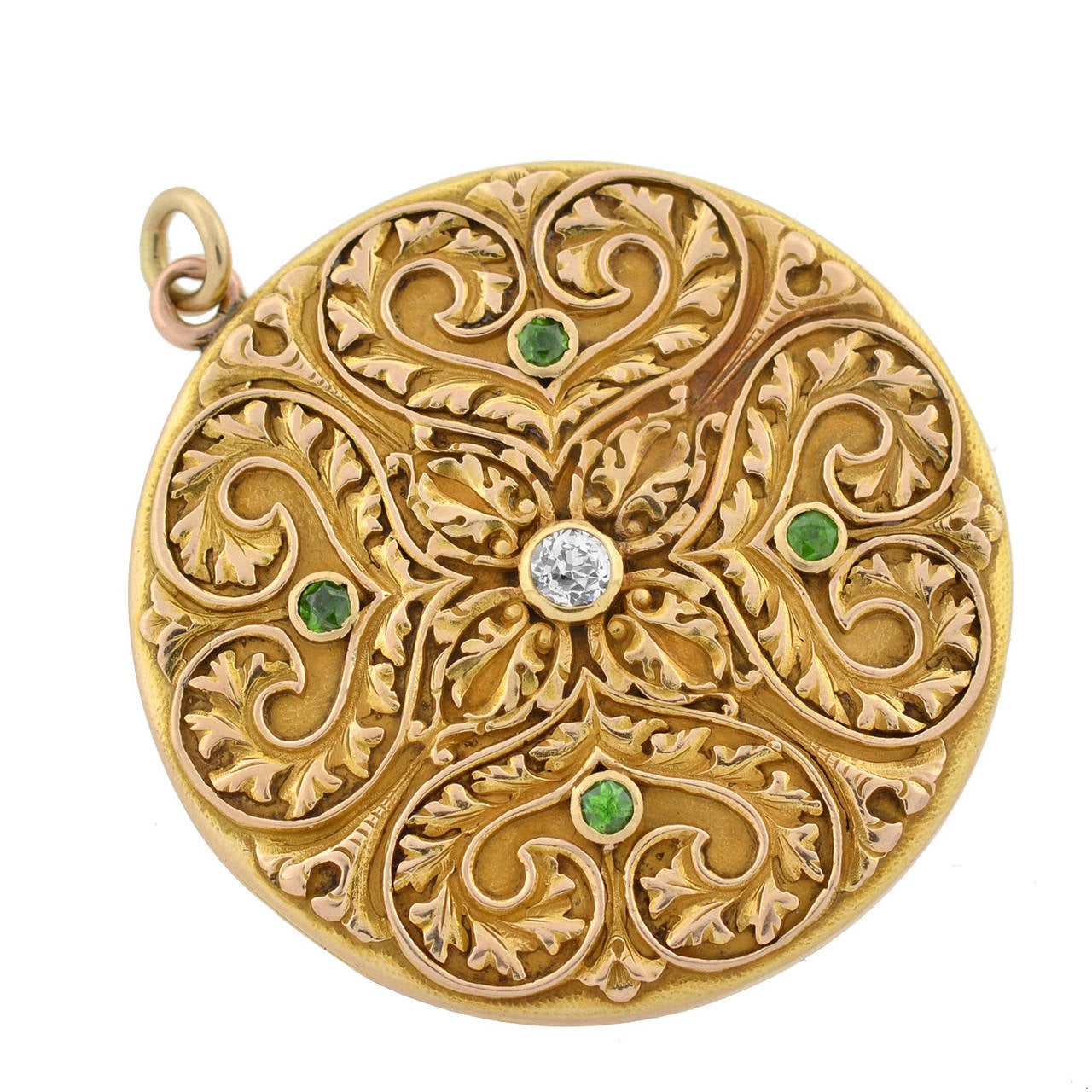 Victorian Demantoid Garnet and Diamond Locket at 1stDibs
