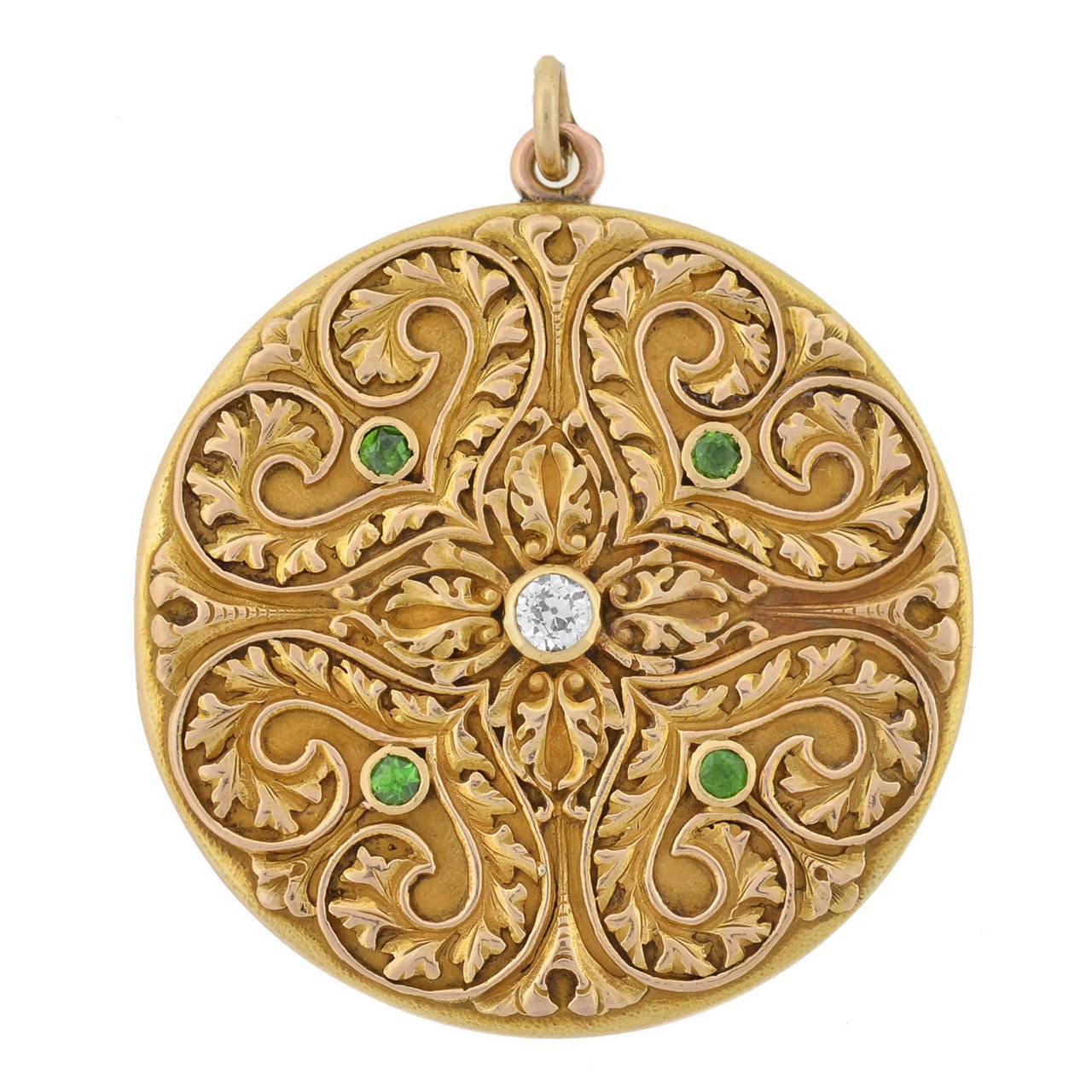 Victorian Demantoid Garnet and Diamond Locket at 1stDibs