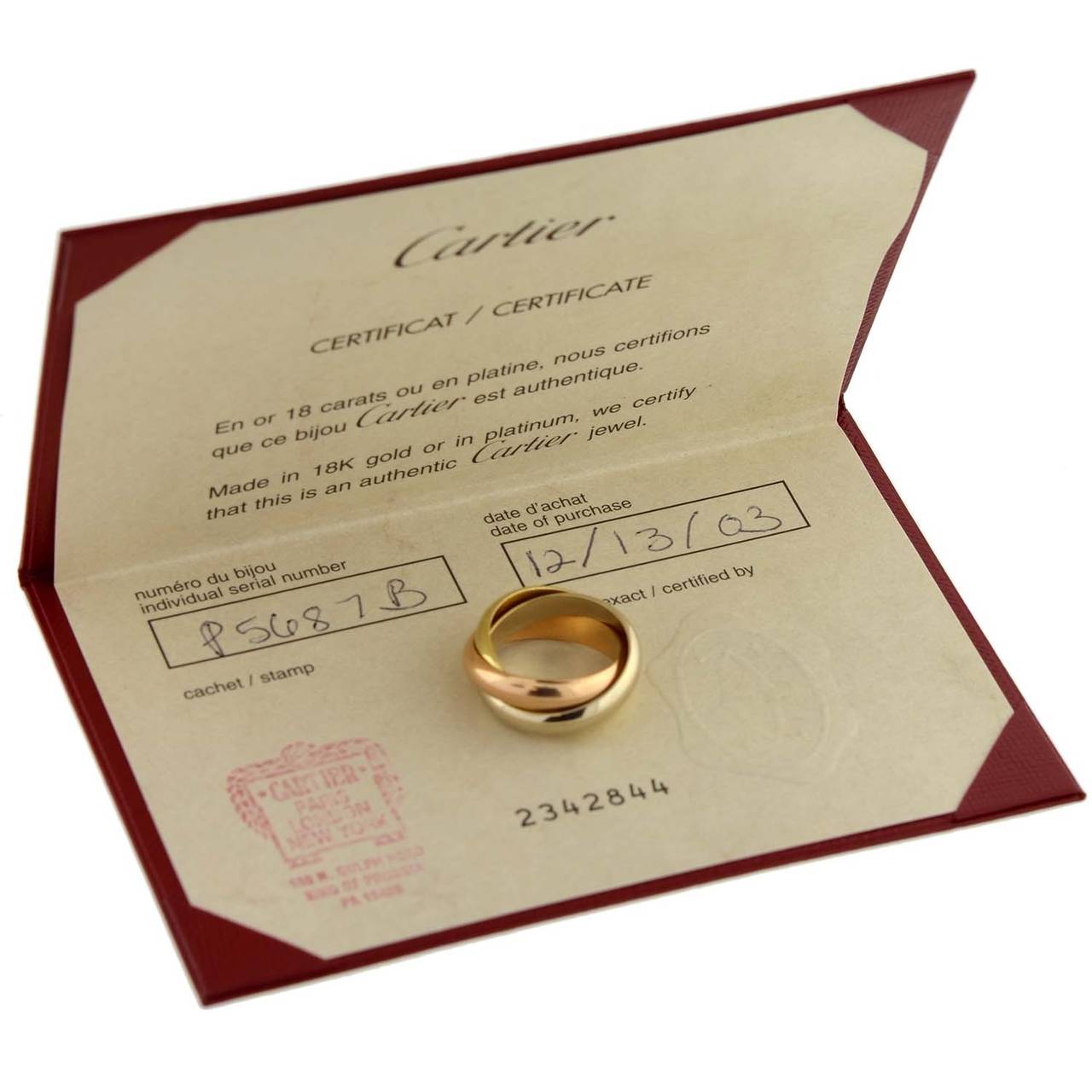 Cartier Paris Tri Color Trinity Roller Ring at 1stDibs