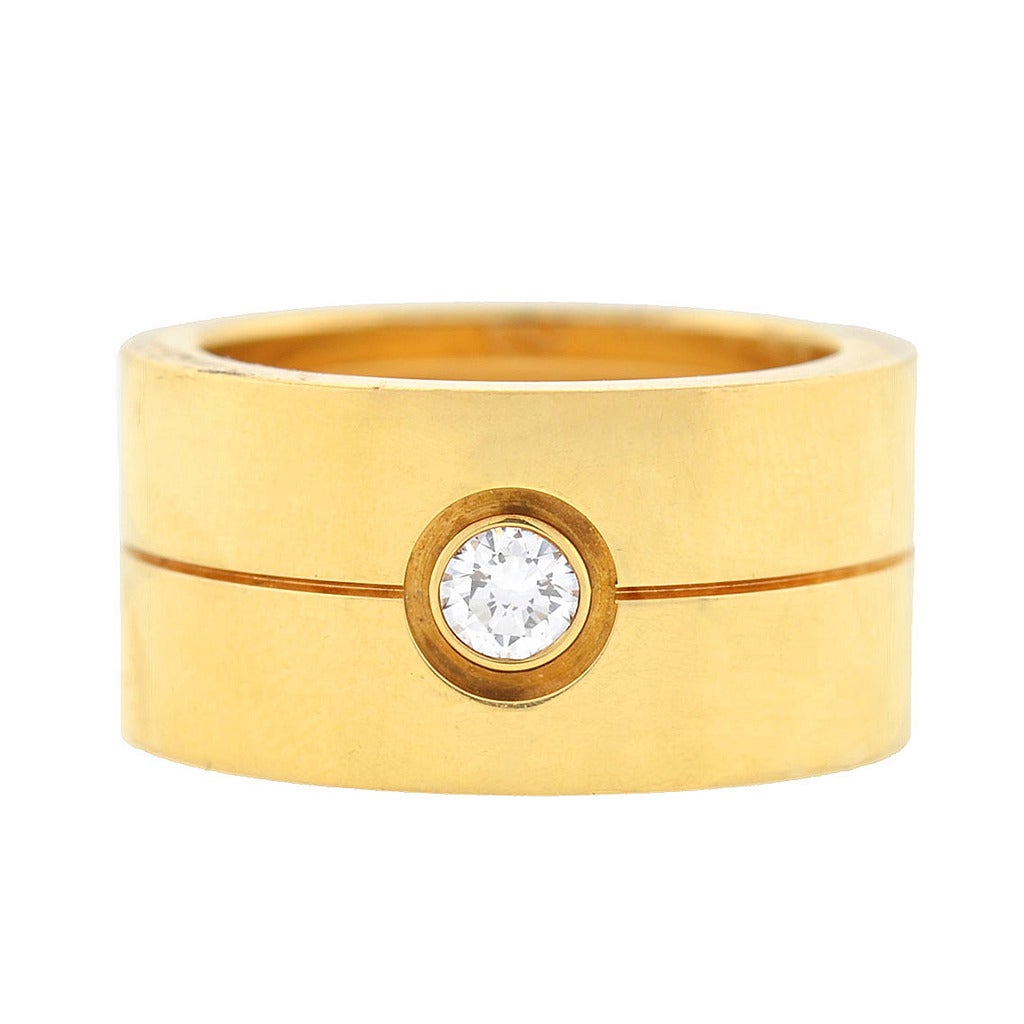 Cartier Contemporary Wide Diamond Gold Band Ring at 1stDibs | wide gold ...