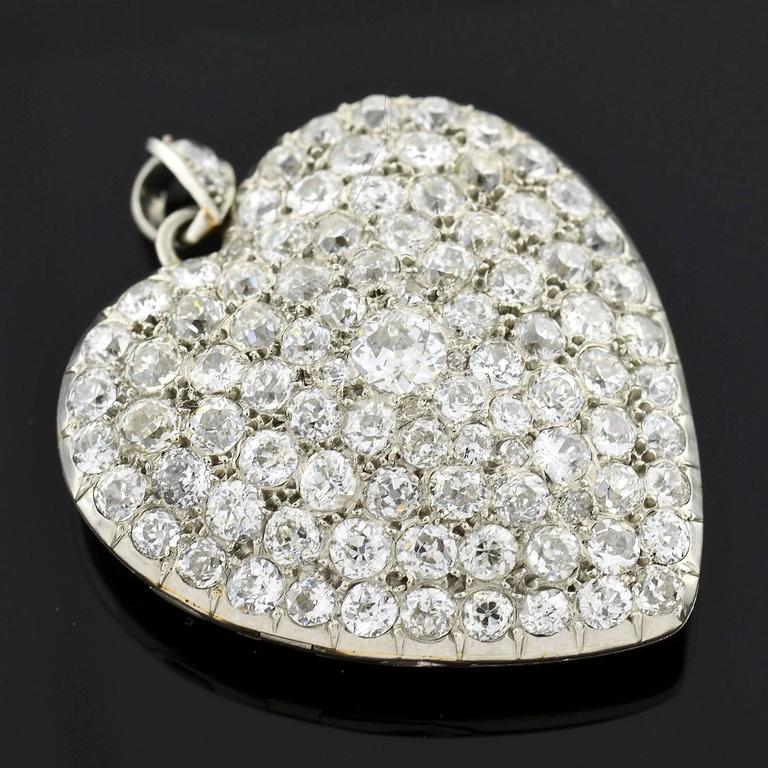 Edwardian 10.00 Total Carat Diamond Heart Locket Pendant at 1stDibs ...