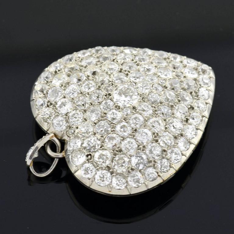 Edwardian 10.00 Total Carat Diamond Heart Locket Pendant at 1stDibs ...