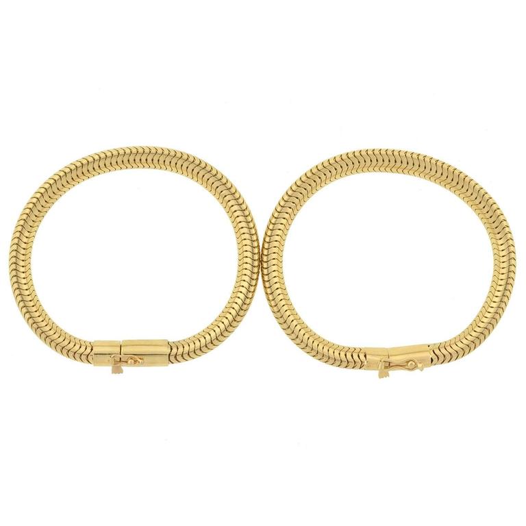 Retro Flexible Gold Snake Chain Bracelet Set at 1stDibs | flexible gold ...
